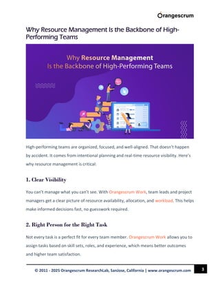 Smarter Resource Management with Orangescrum Work | PDF