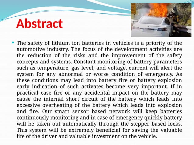 Smart EV Battery safety unit project ppt | PPTX