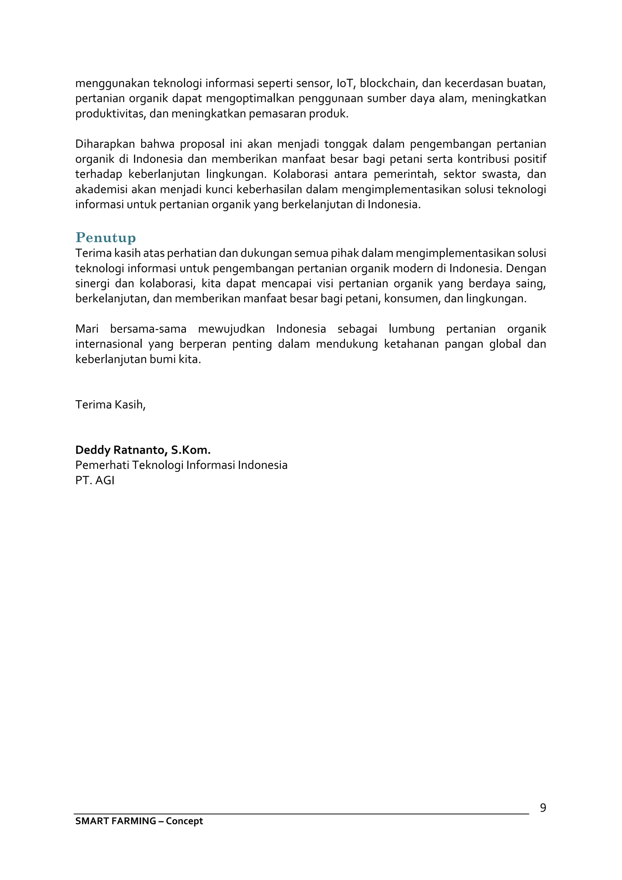 Smart Farming Proposal - Indonesia Technologi - Deddy Ratnanto | PDF