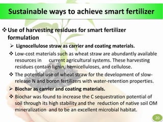 Smart fertilizers in sustainable agriculture | PPTX