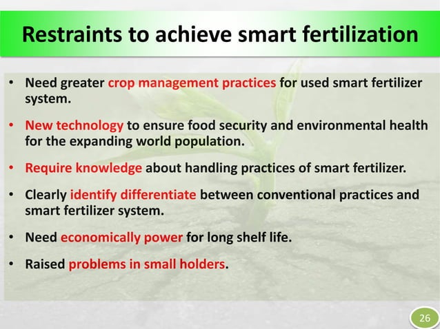 Smart fertilizers in sustainable agriculture | PPTX
