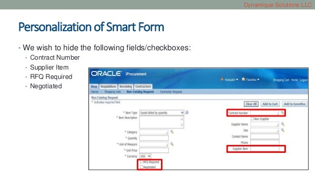 Smart forms and information templates in Oracle iProcurement