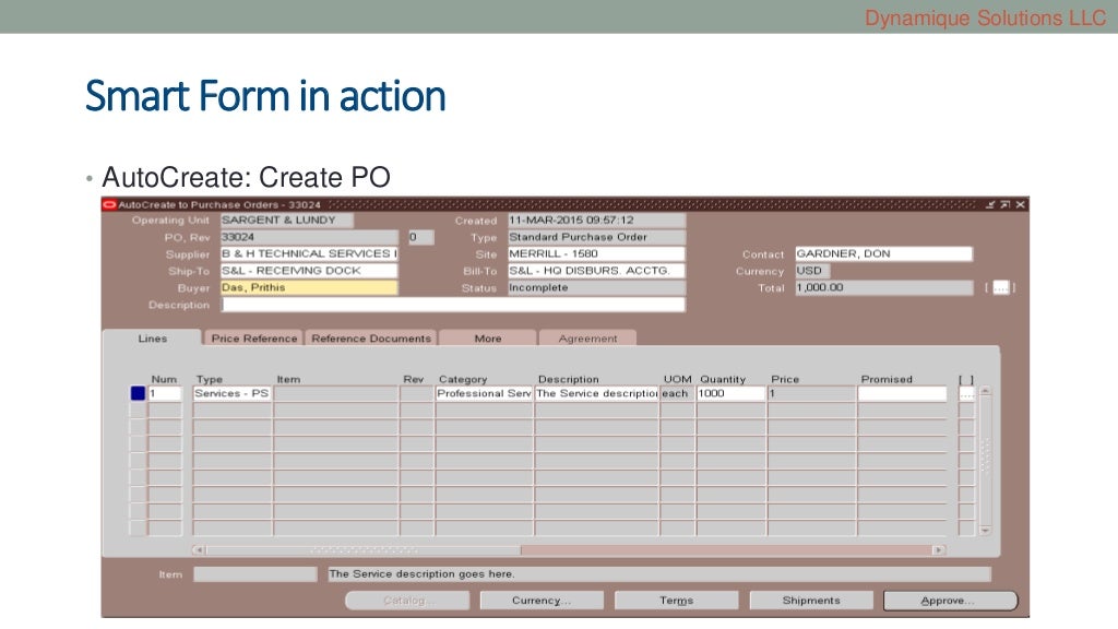 Smart forms and information templates in Oracle iProcurement