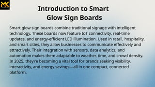 Smart Glow Sign Boards IoT and LED Tech Trends 2025 | PPTX