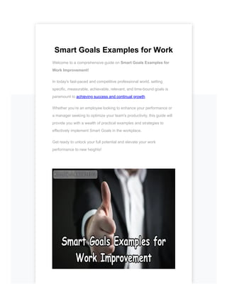 What are the smart Goals Examples for Work.pdf