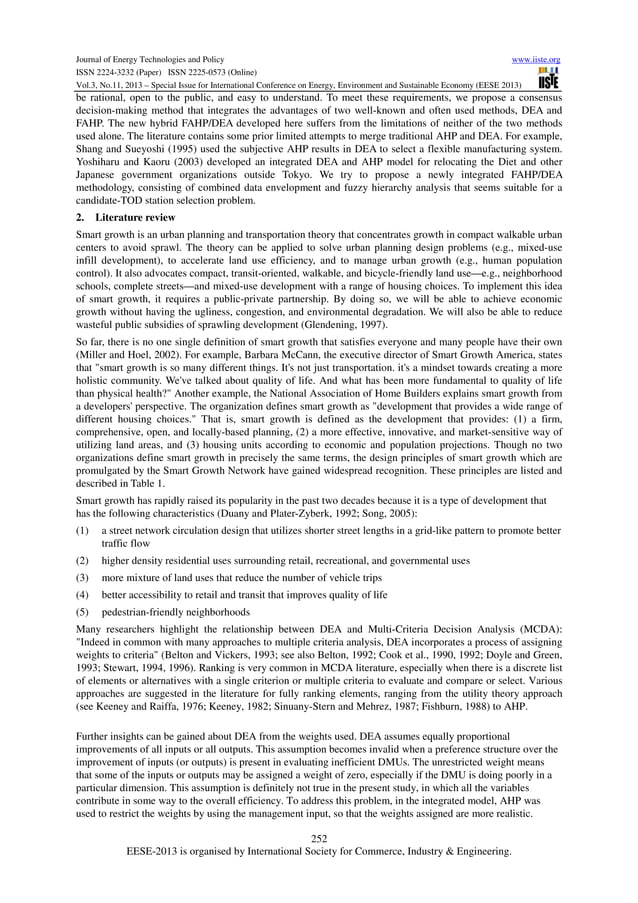 Smart growth principles combined with fuzzy ahp and dea approach to the ...