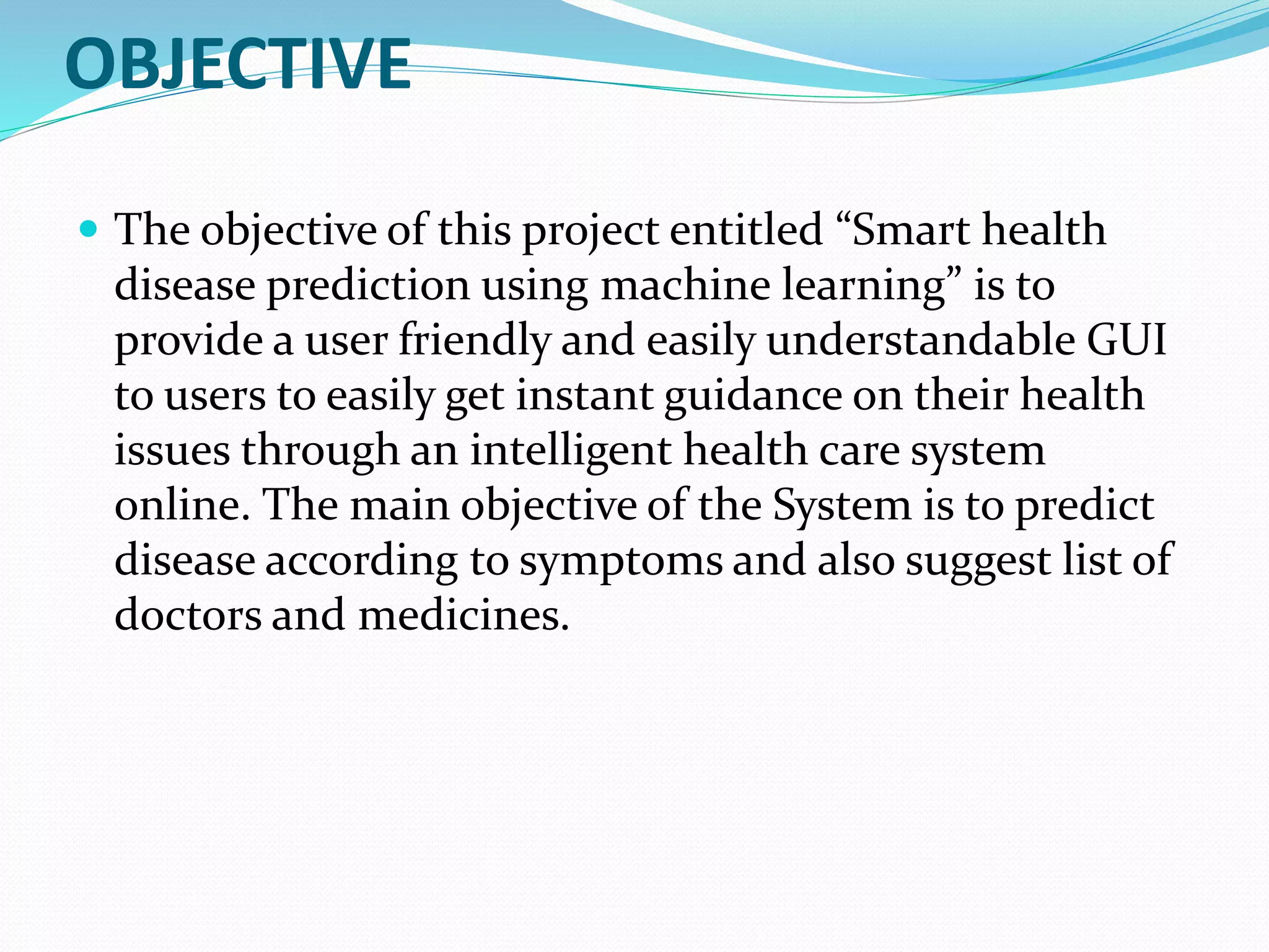 Smart Health Disease Prediction django machinelearning.pptx | Databases ...