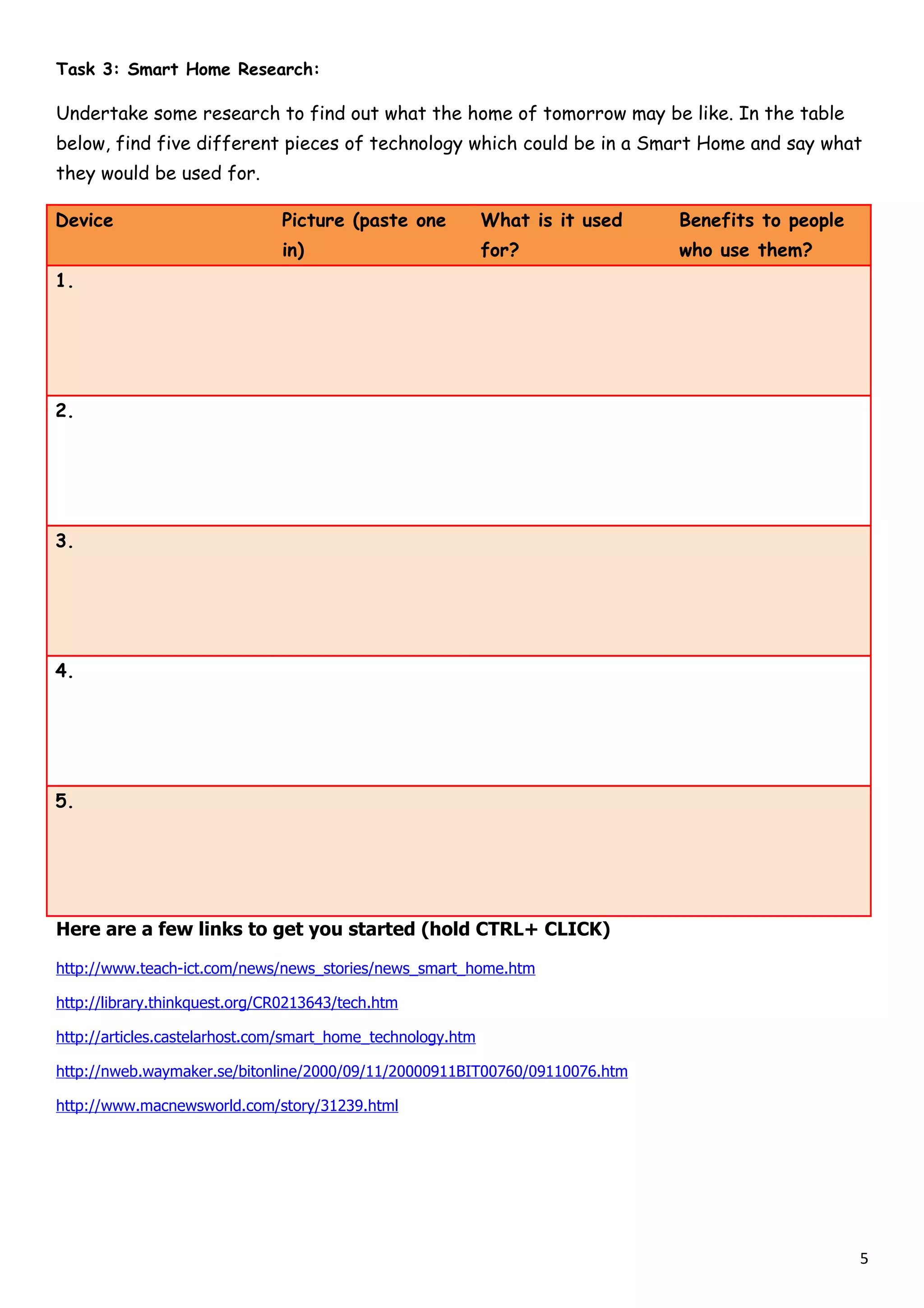 Smart homes workbook | DOC