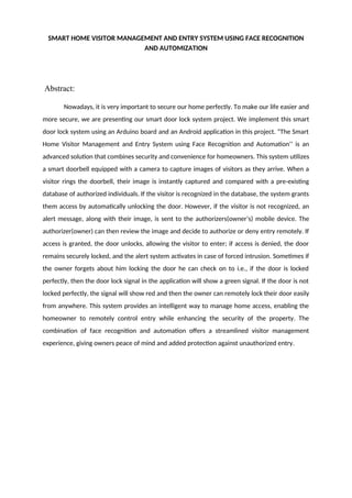 SMART HOME VISITOR MANAGEMENT AND ENTRY SYSTEM USING FACE RECOGNITION ...
