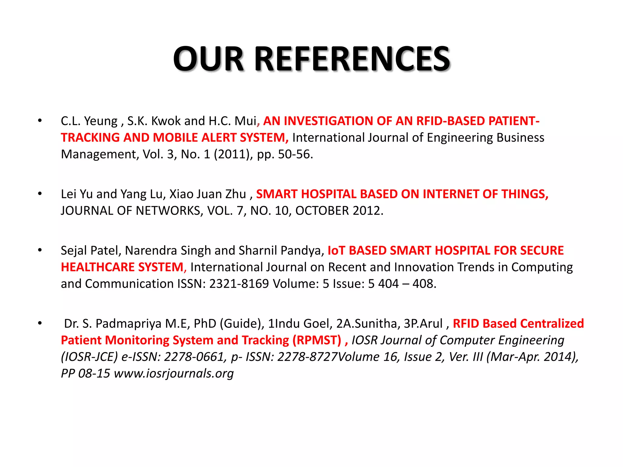 Smart hospitalization based on rfid technology | PPTX