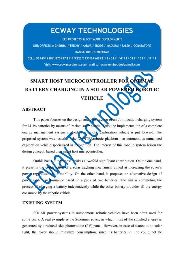 Smart host microcontroller for optimal battery charging in a solar ...