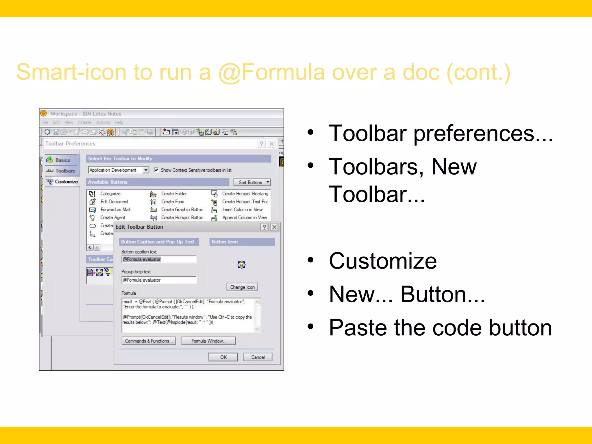 Smarticon to run @Formula over Notes documents | PPT