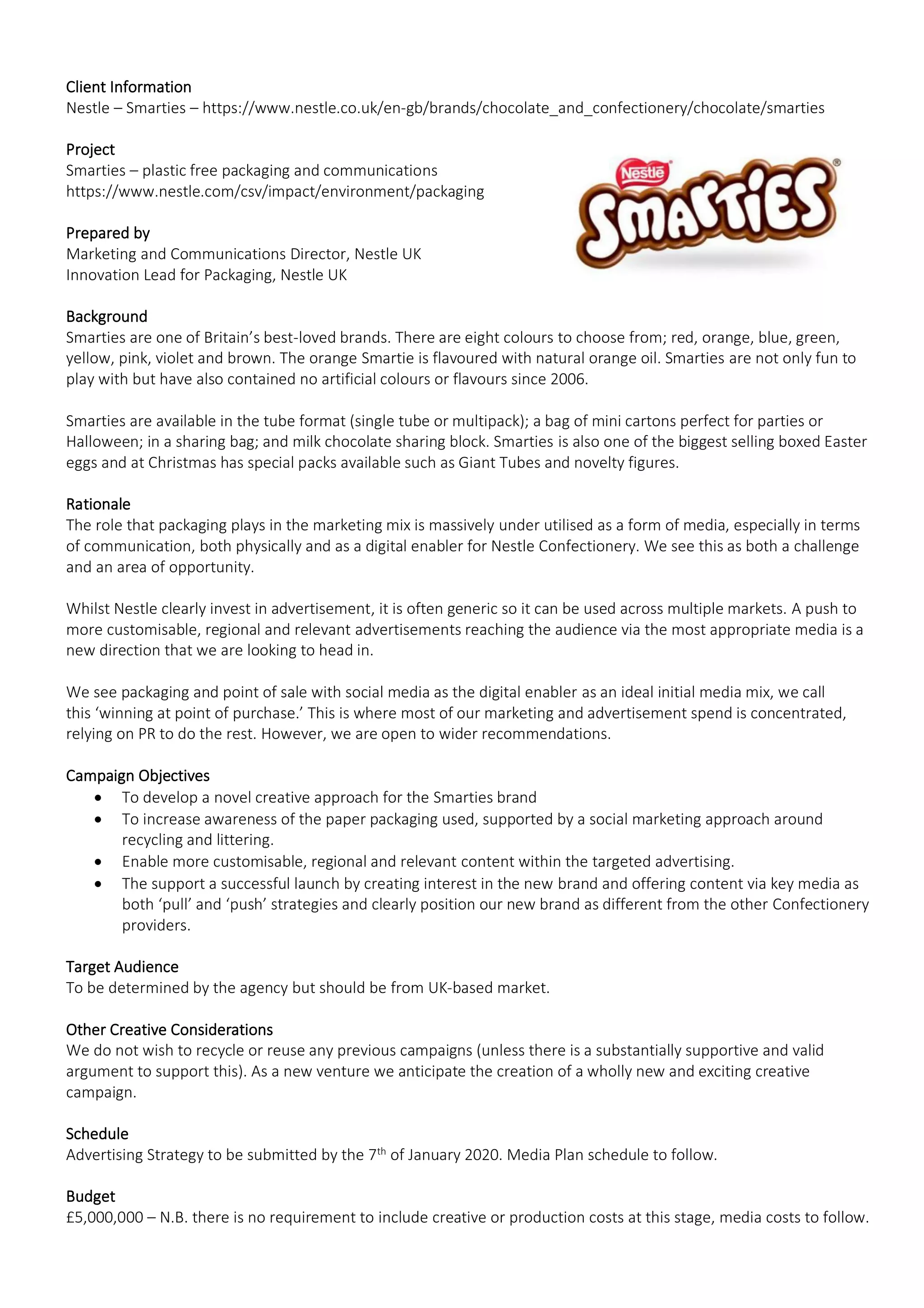 Smarties Brief 2019 2020 | PDF