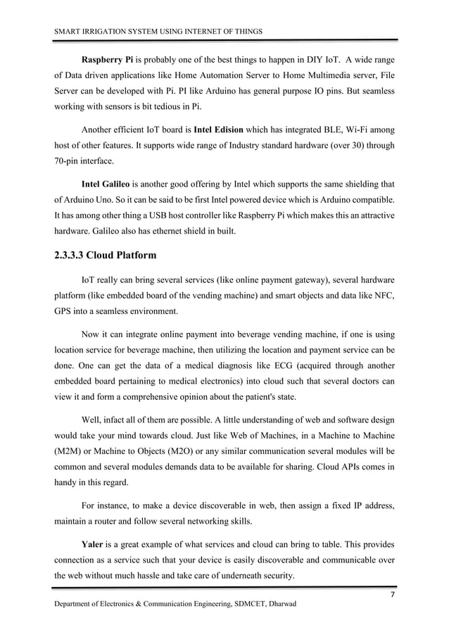 Smart irrigation system using Internet Of Things | PDF | Internet | Computing