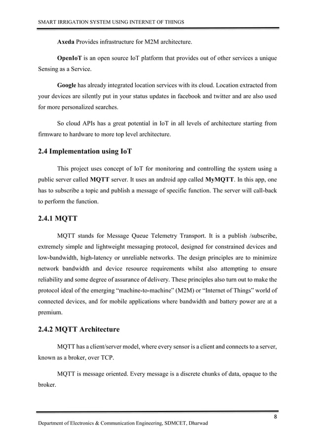Smart irrigation system using Internet Of Things | PDF | Internet | Computing