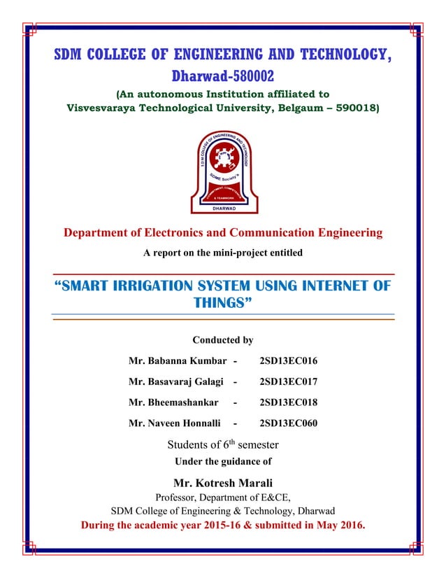 Smart Irrigation System Using Internet Of Things Pdf Internet Computing