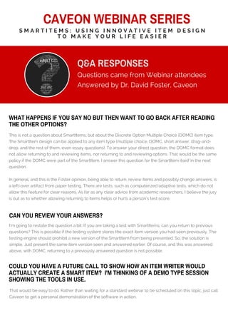 Caveon webinar series - smart items- using innovative item design to ...