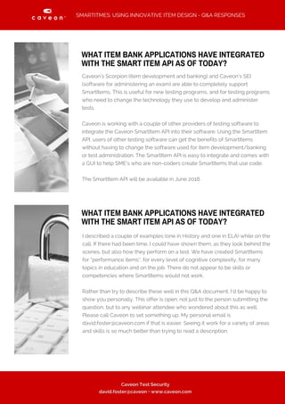 Caveon webinar series - smart items- using innovative item design to make your life easier Q&A | PDF