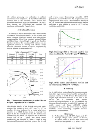SmartKem : Organic Semiconductors for Flexible Displays | PDF