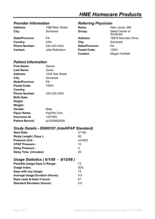 Smart Link Sample Summary Report Intelli Pap Standard | PDF | Medical ...