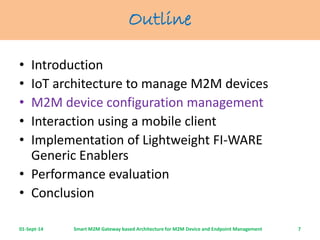 Smart M2M gateway based architecture for m2m device and endpoint ...
