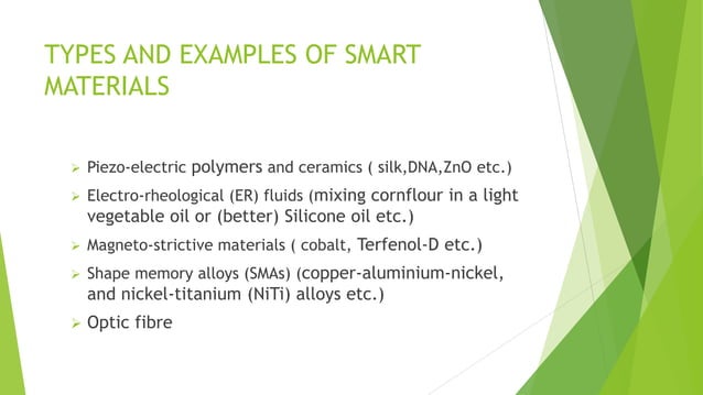 Smart materials | PPTX | Chemistry | Science