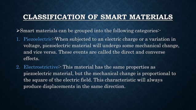 Smart materials | PPTX | Physics | Science