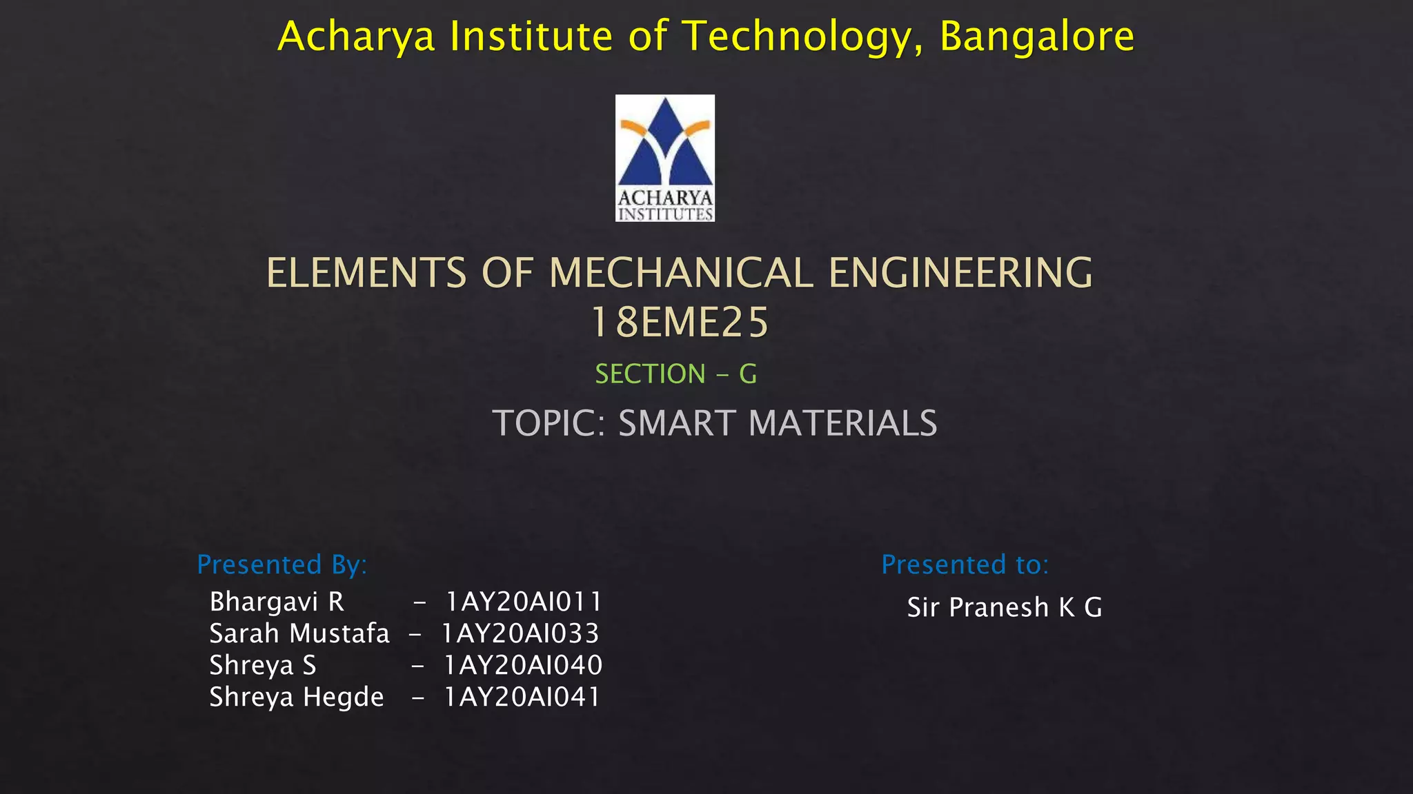 Smart materials | PPTX