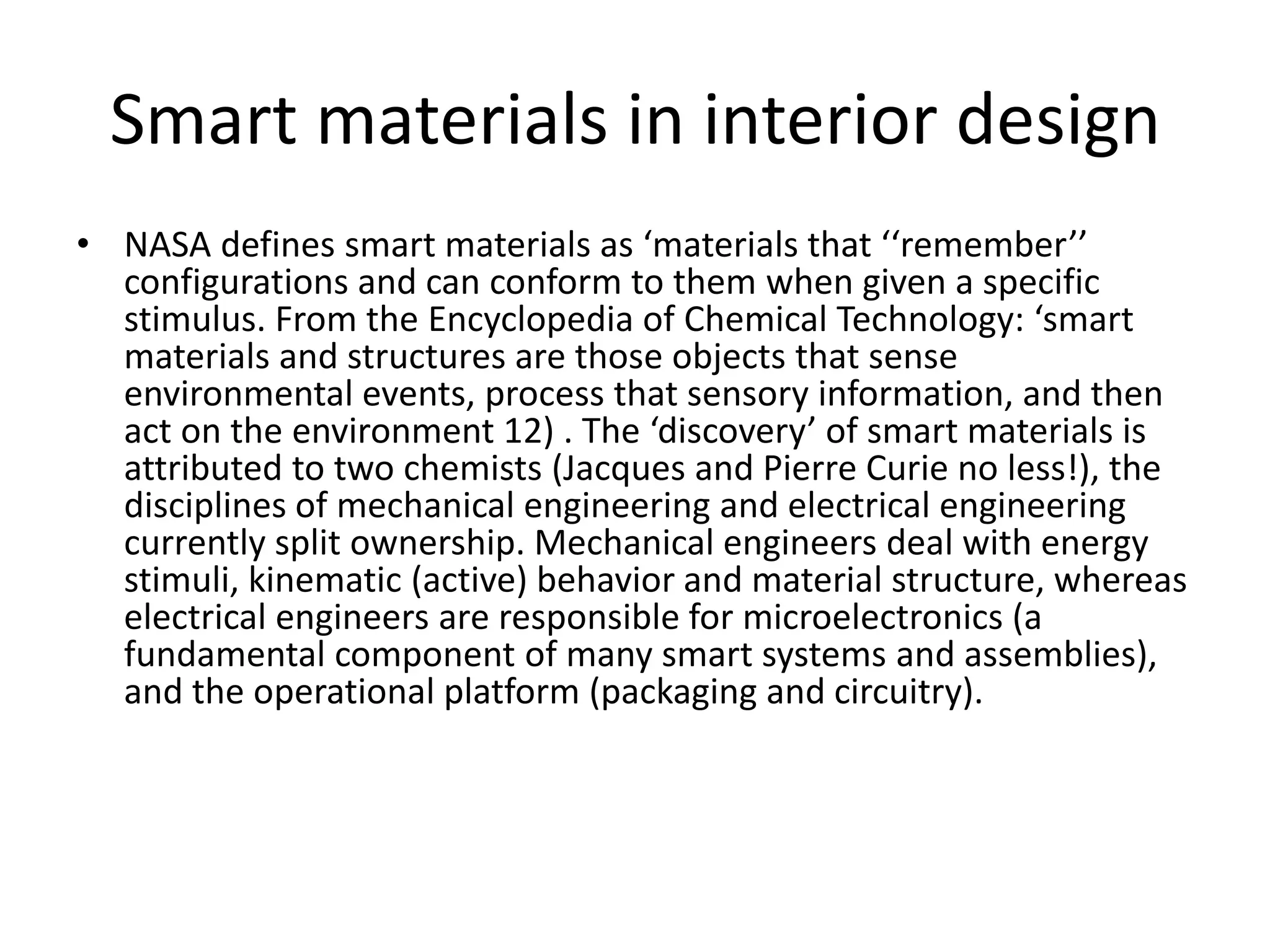 Smart Materials sense environmental event | PPT