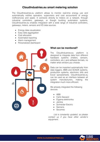 Smart metering and energy efficiency application with CloudIndustries ...