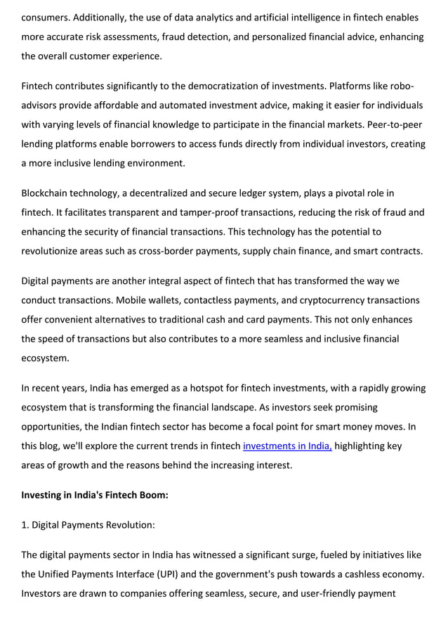 Smart Money Moves Trends In Fintech Investments In The Indian Market Pdf