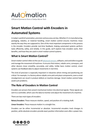 Smart Motion Control with Encoders in Automated Systems | PDF