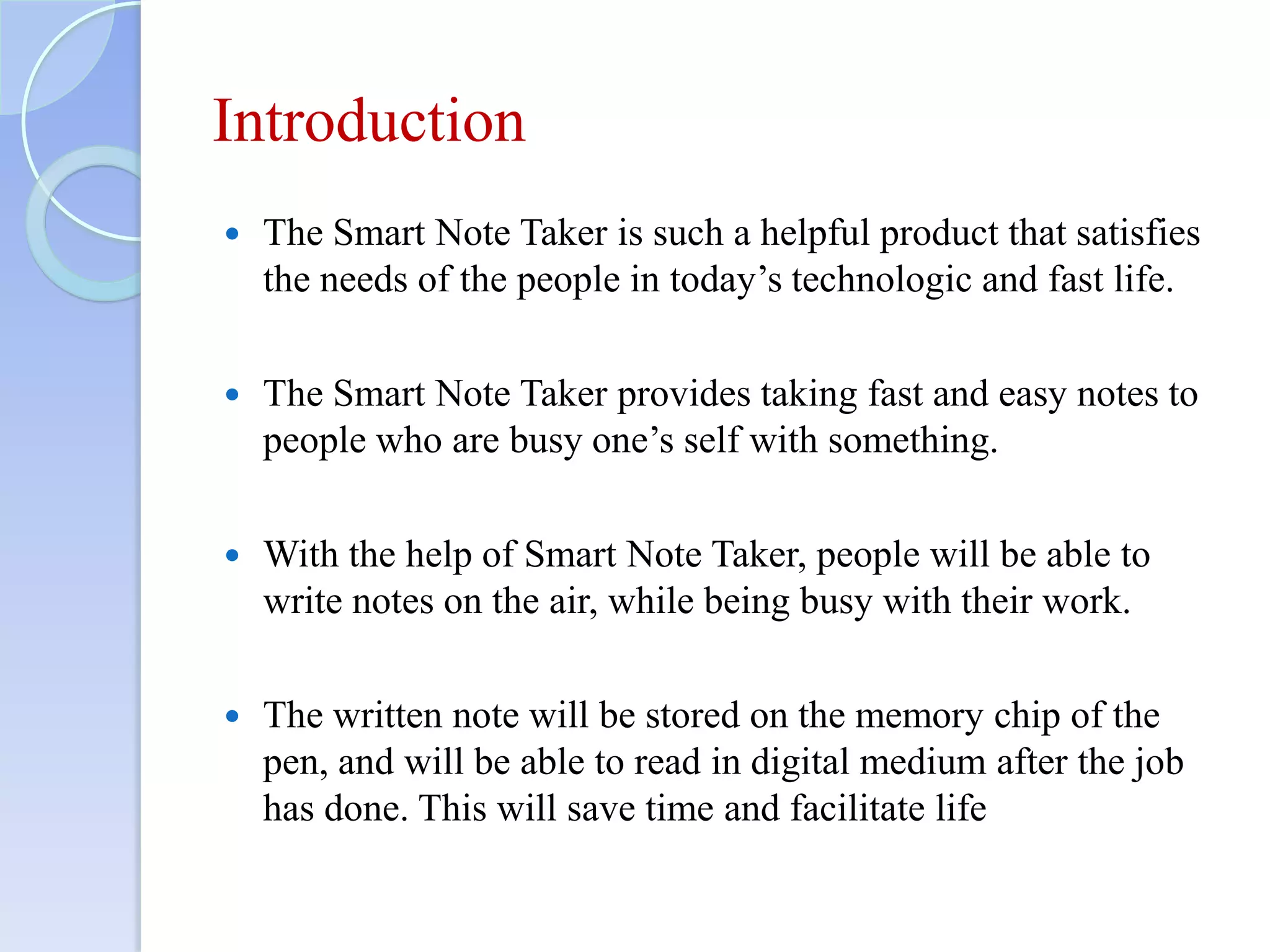 Smart note taker | PPT