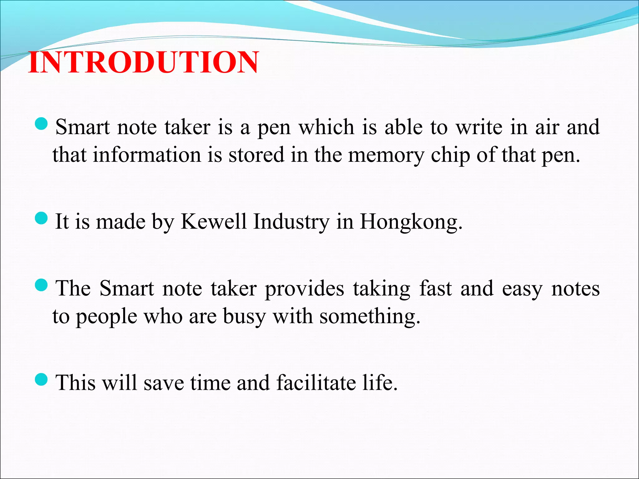 Smart note taker ppt | PPT