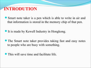 Smart note taker ppt | PPT