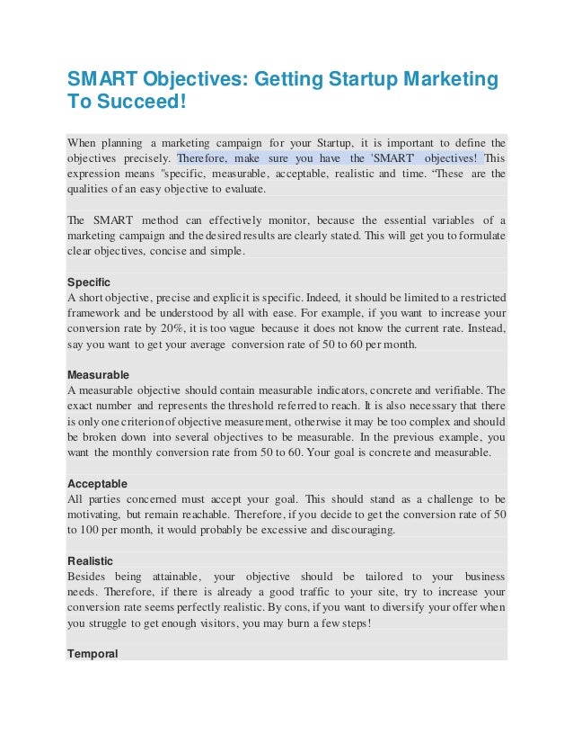 SMART Objectives: Getting Startup Marketing To Succeed!