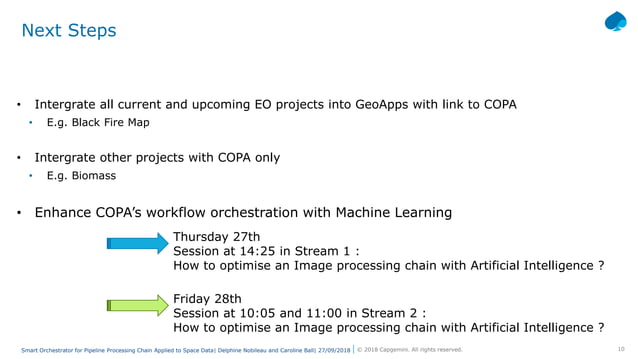 Smart orchestrator for pipeline processing chain applied to space data ...