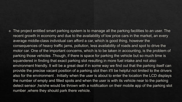 # Smart Parking Management System.pptx using IOT | PPTX | Internet | Computing