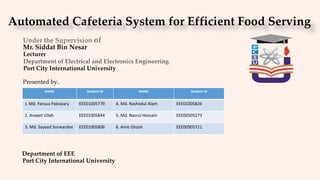 Automated Cafeteria System for Efficient Food Serving | PPT