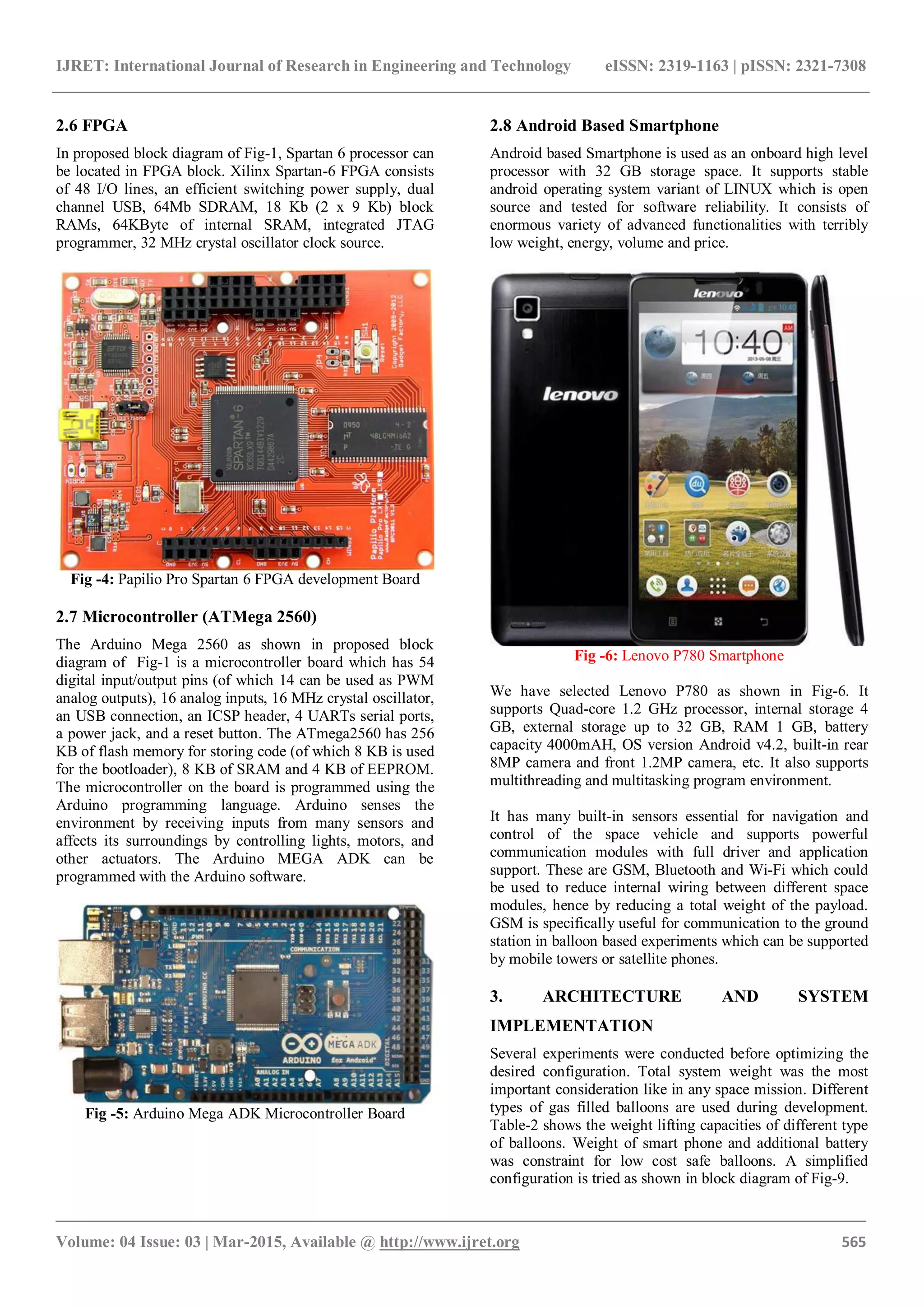 Smartphone fpga based balloon payload using cots components | PDF