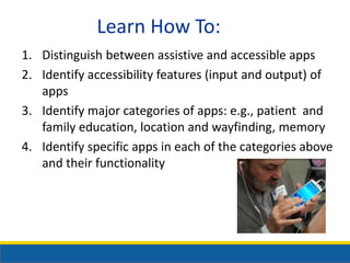 Smartphone and tablet apps for people with disabilities | PPT