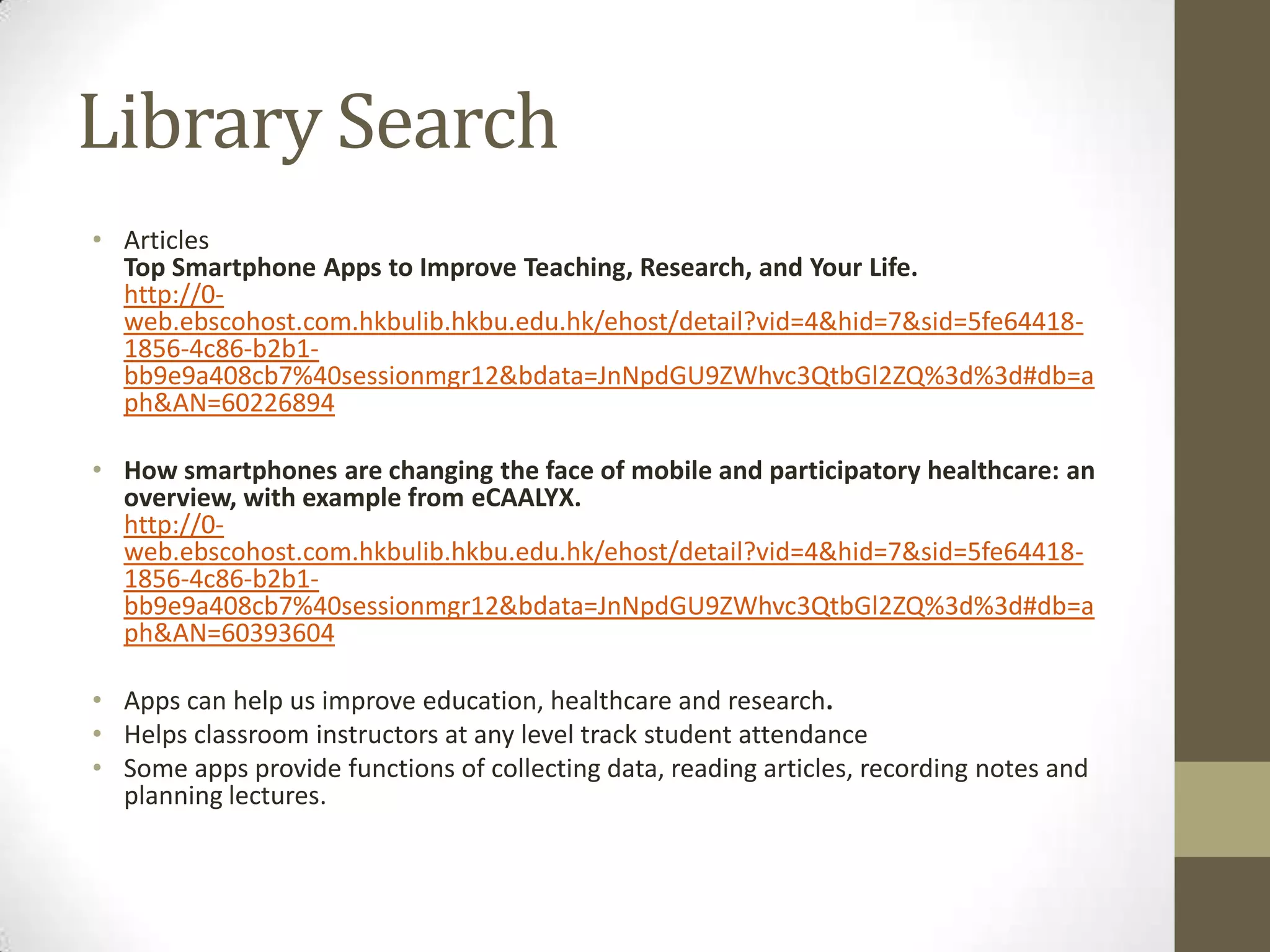 Smartphone apps final presentation2 | PPTX | Operating Systems | Computer Software and Applications