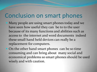 Smart phones and how they affect our lives | PPTX