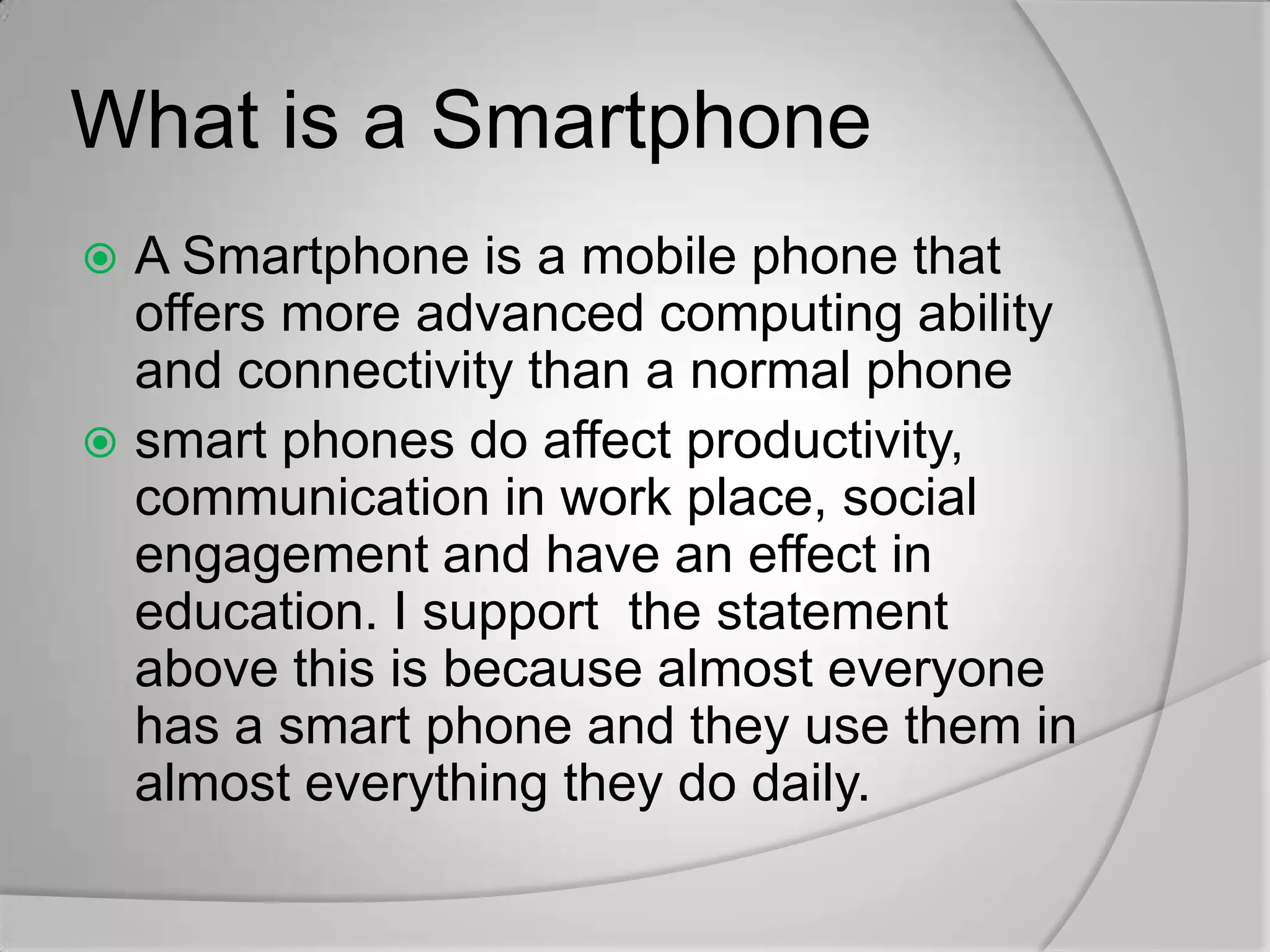 Smartphone's and their effect in society | PPTX