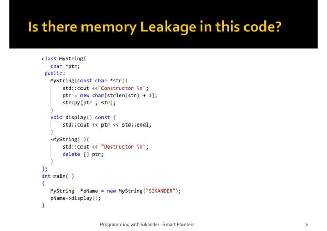 Smart Pointers, Modern Memory Management Techniques | PPT