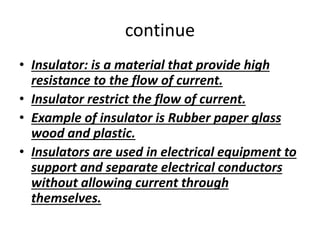 ohm's law conductor insulator electric circuit ammeter voltmeter | PPT