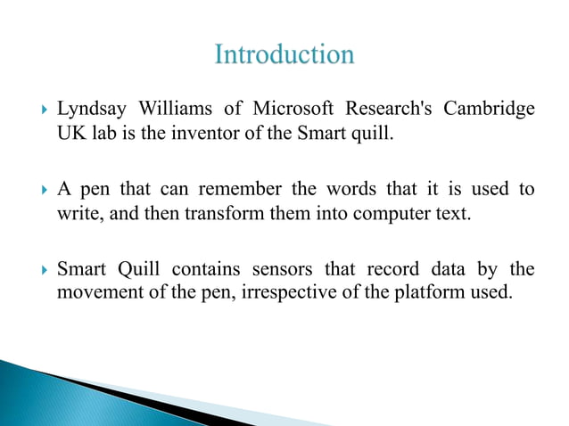 Smart quill ppt | PPTX
