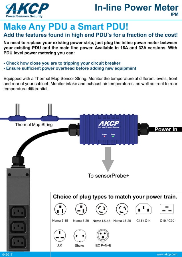 Smart rack sensor AKCP Inline Power Monitoring | PDF