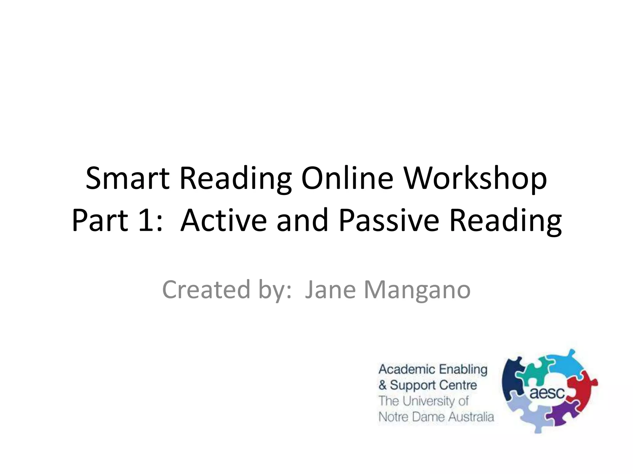 Smart reading part 1 active and passive reading | PPTX