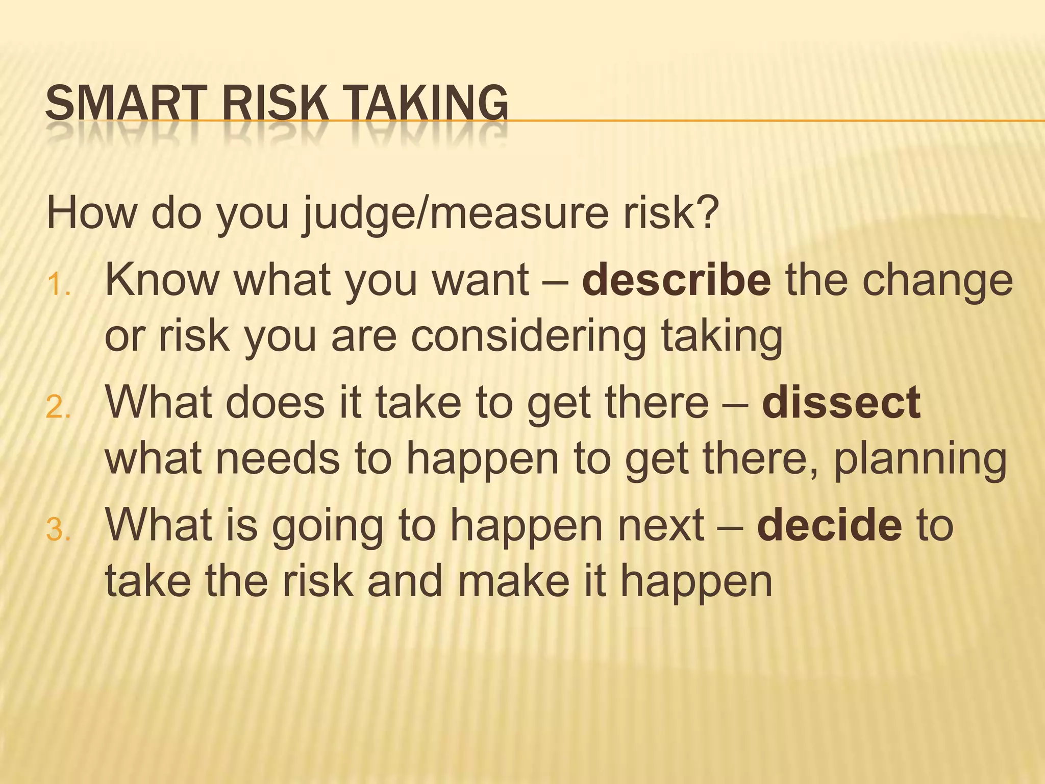 Smart Risk Taking | PPT